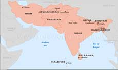 South Asia Physical Map