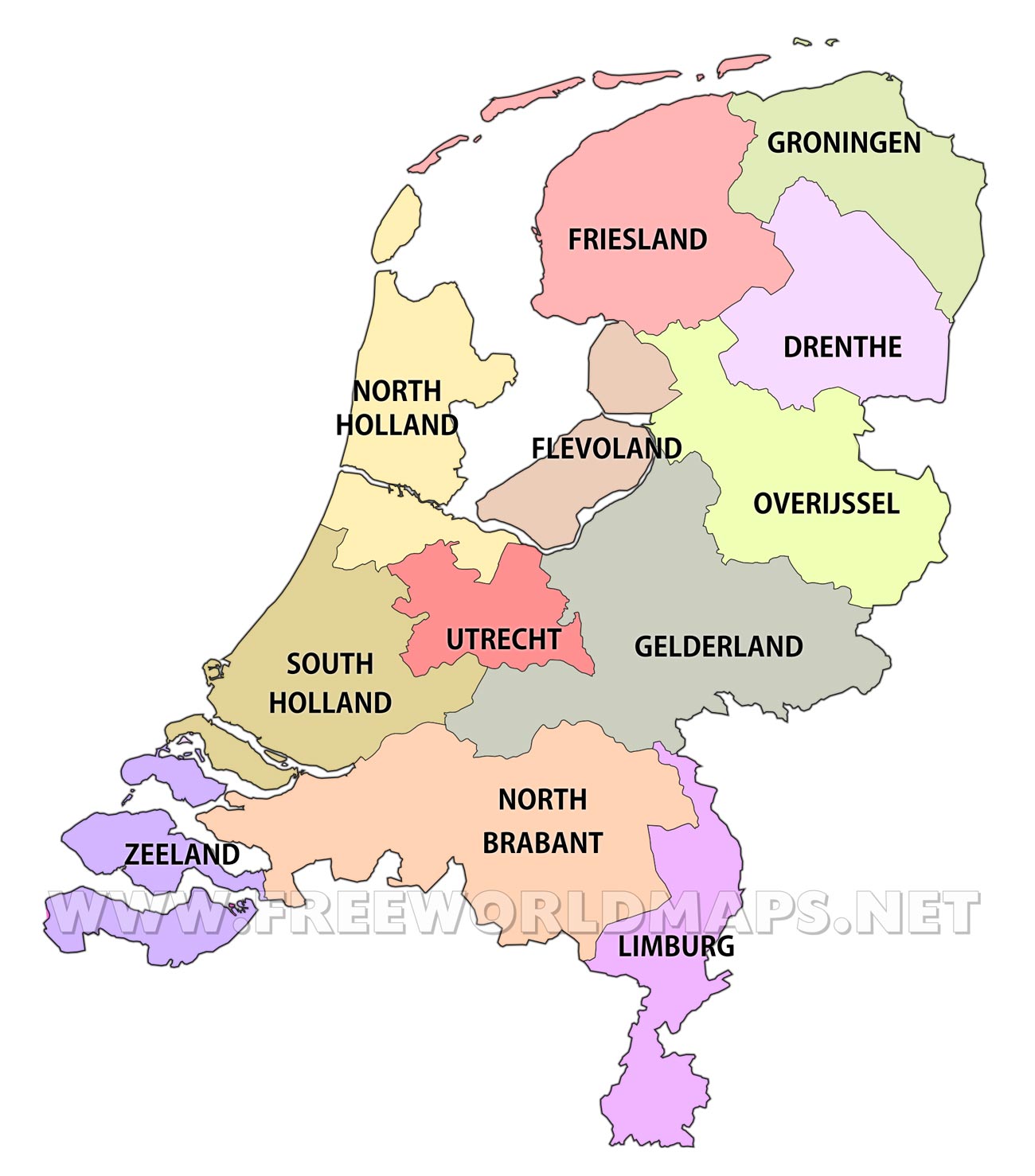 The Netherlands Political Map The Netherlands Political Map