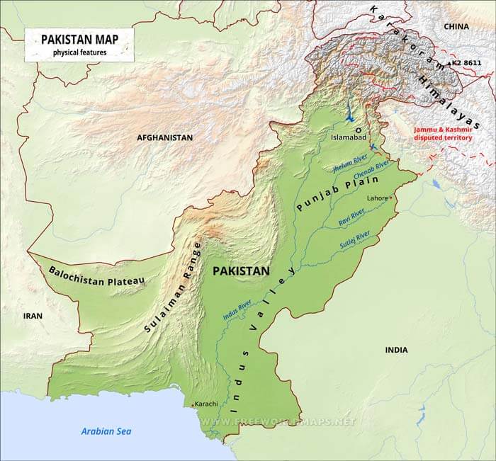 Pakistan Physical Map