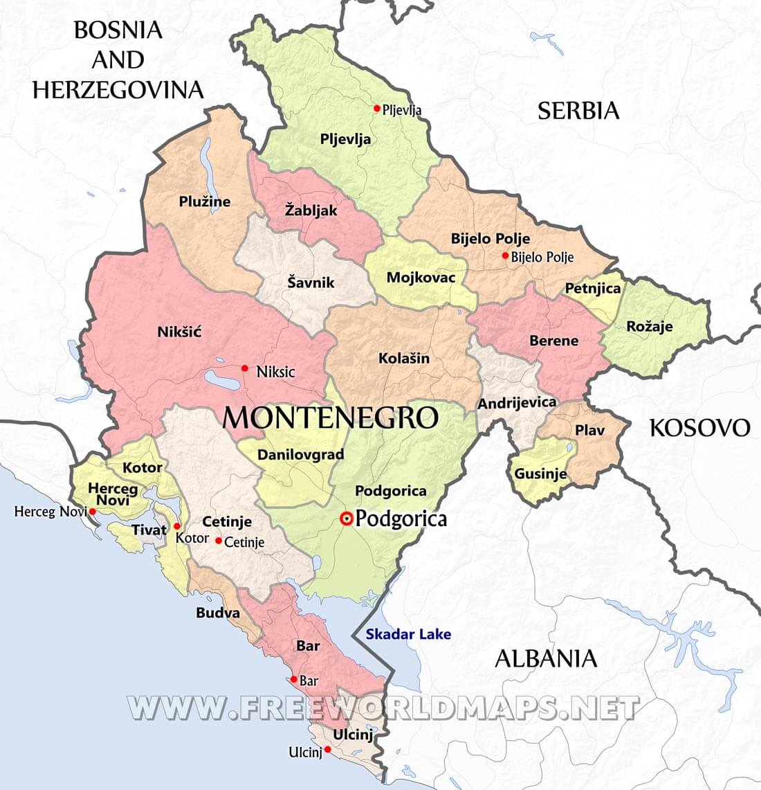 Montenegro Maps By Freeworldmaps