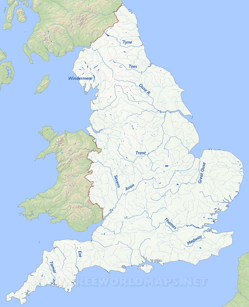England Physical Map England Physical Map