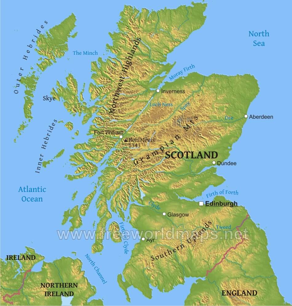 Scotland Physical Map