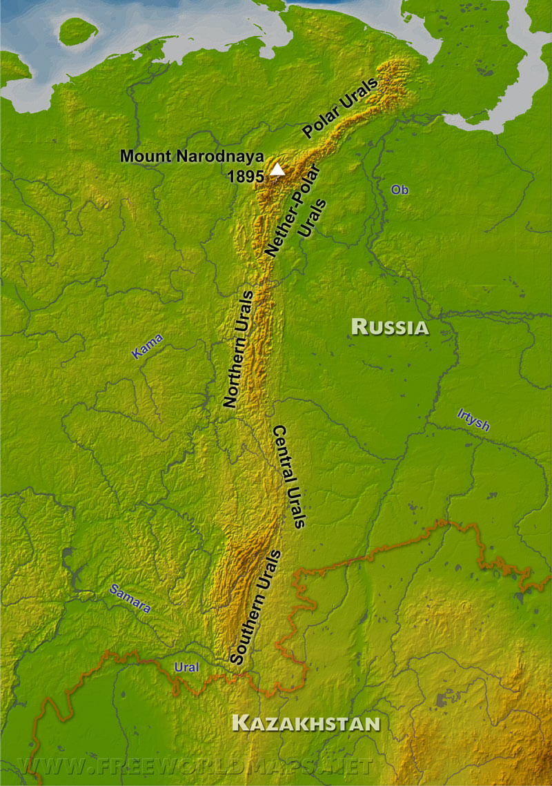 Ural Mountains Map Ural Mountains Map