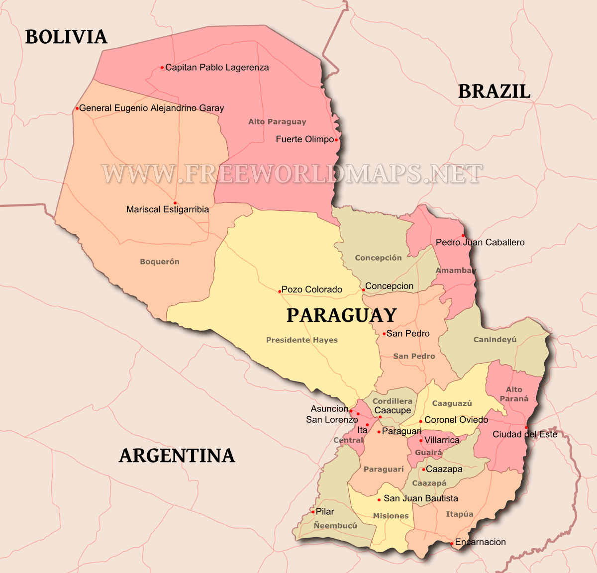 Paraguay Political Map Paraguay Political Map