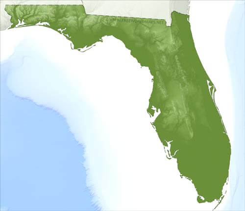 Physical map of Florida